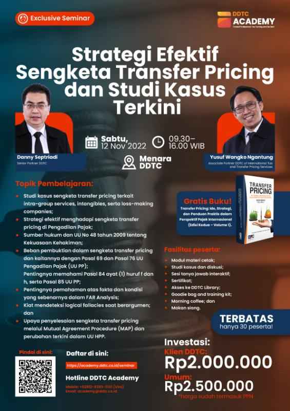 Dapatkan Strategi Bersengketa Transfer Pricing dalam Seminar Ini!